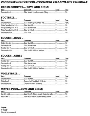 November 2014 – PHS Athletic Schedule | Mid-county Memo